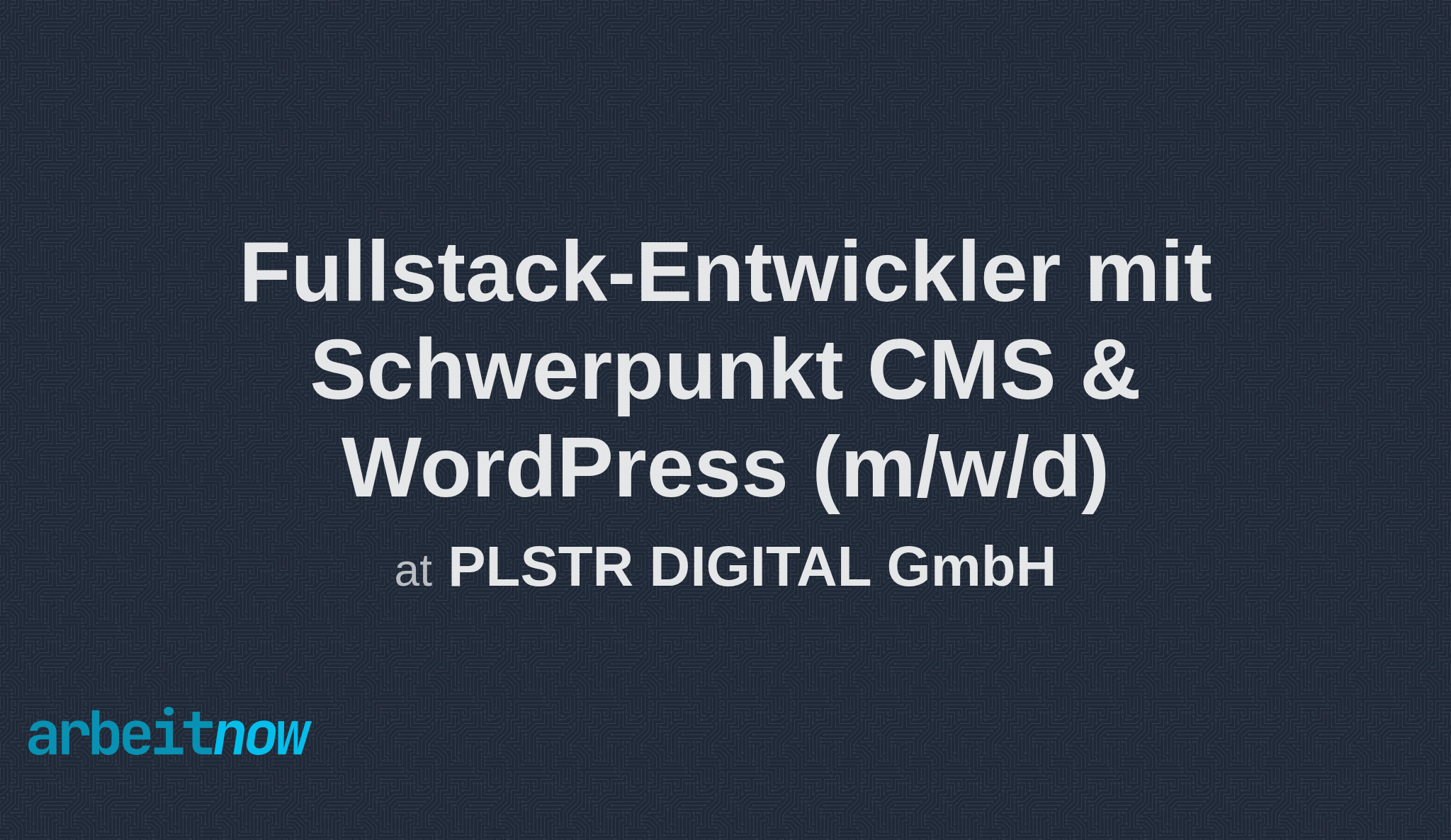 Fullstack-Entwickler mit Schwerpunkt CMS & WordPress (m/w/d) job at PLSTR DIGITAL GmbH in Mannheim